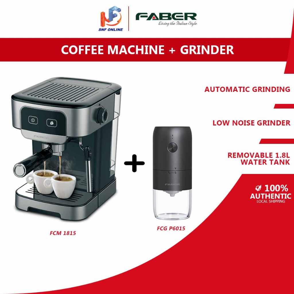 Faber Mesin Kopi Coffee Machine Retro FCM1815 + Faber Pengisar Kopi ...