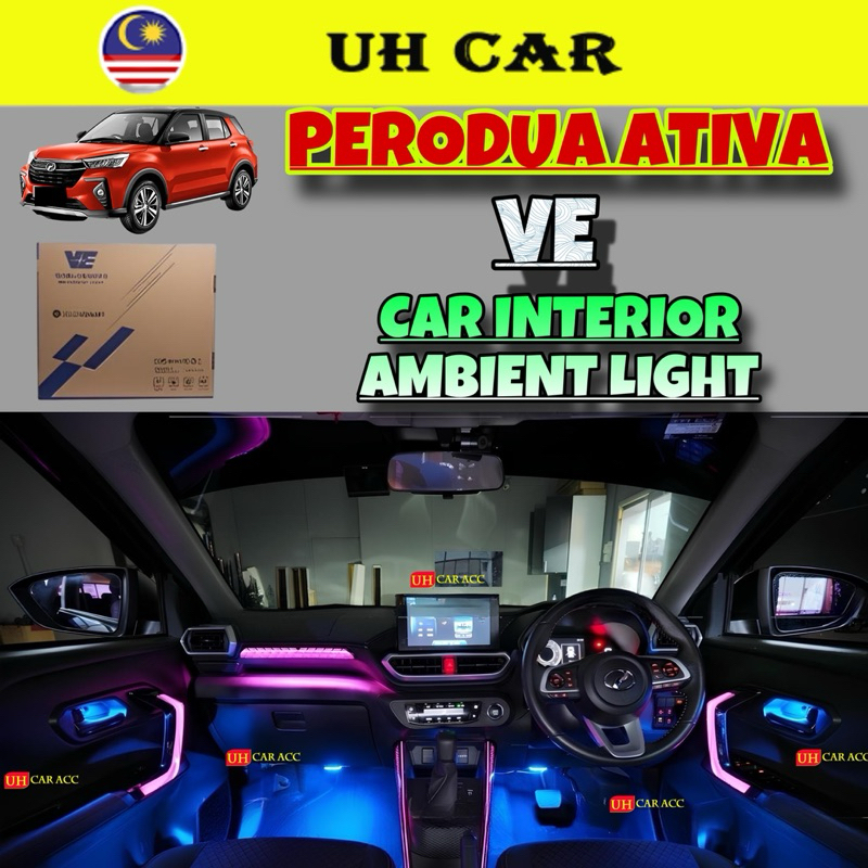 (VE) Perodua Ativa Car Interior Ambient Light Led Door Trim Panel Foot ...