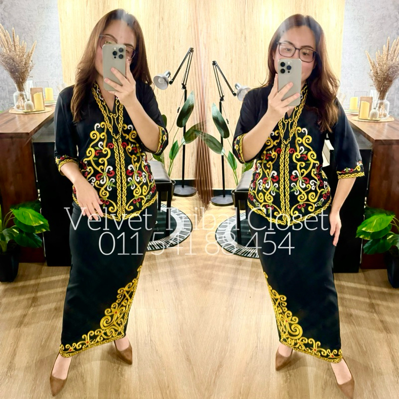 SKIRT KEBAYA SULAMAN CORAK ULU ETNIK BORNEO SPECIAL BLACK | Shopee Malaysia
