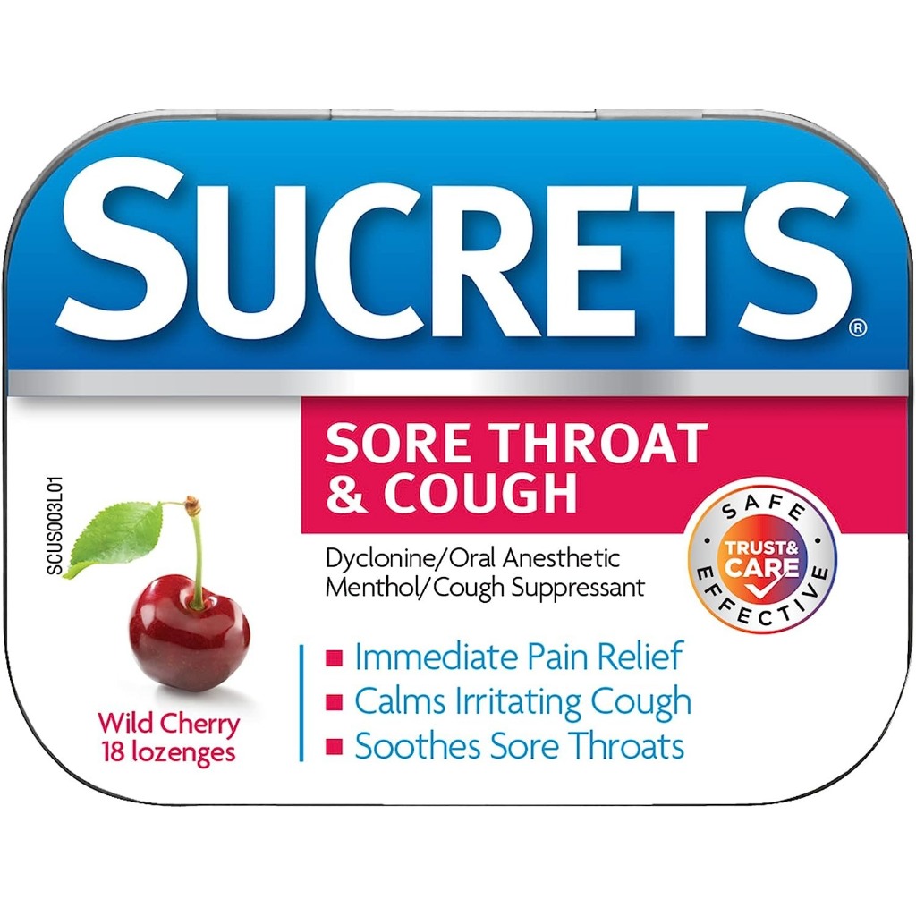 Sucrets Sore Throat Lozenges, Wild Cherry Flavor, 18 Count | Shopee ...