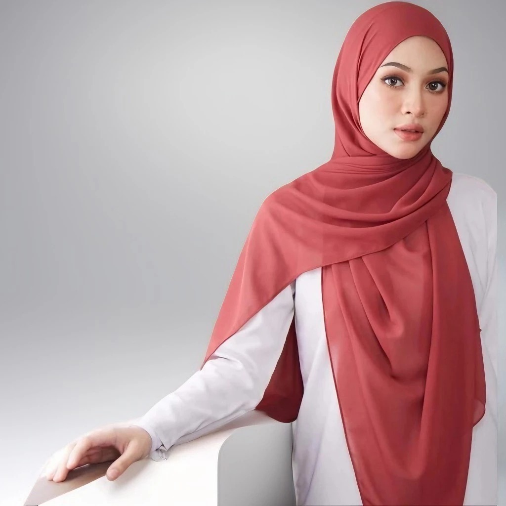 Every Day Basic Shawl Heavy Chiffon | Hitam Putih Flowy Selendang ...