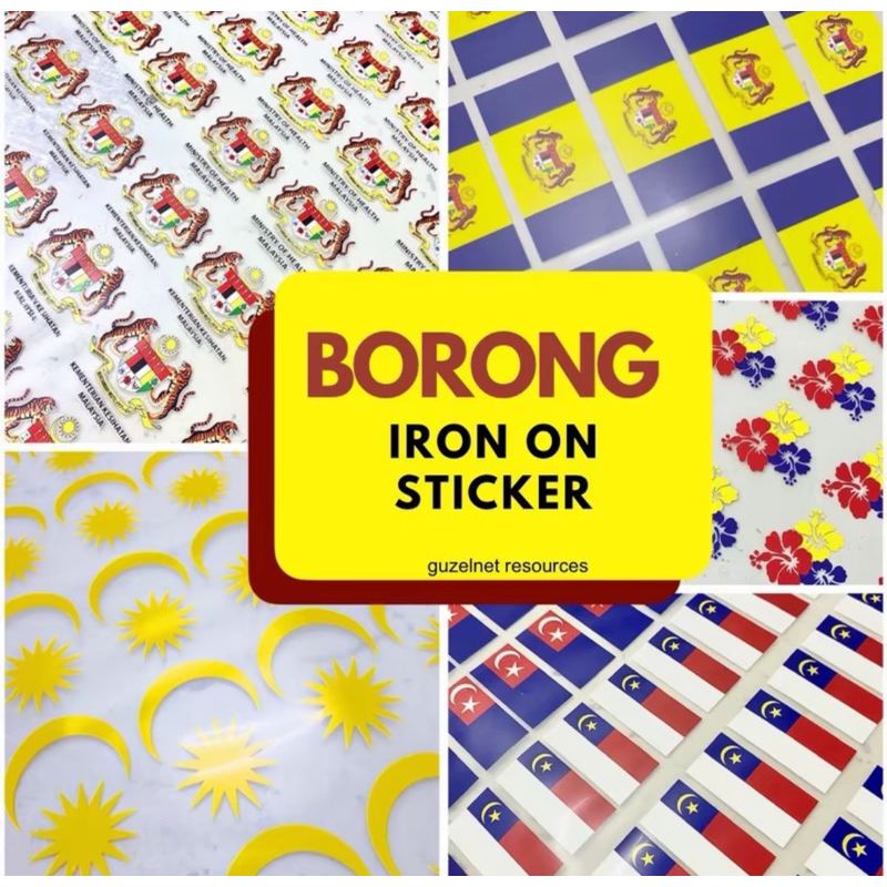 [BORONG] Iron on sticker bendera, bunga raya, madani, negeri - negeri ...