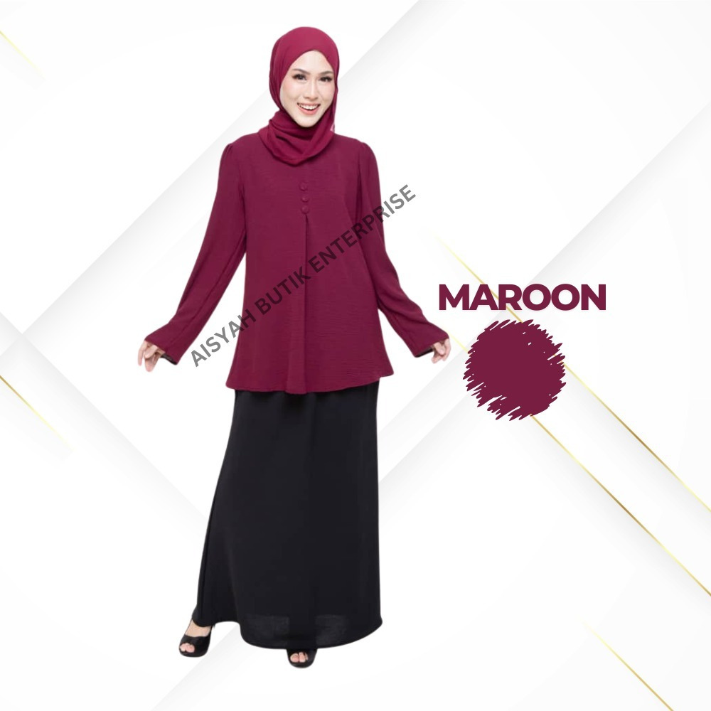 Baju Muslimah Plus Size Puffed Aisyah Blouse Viral Kemeja Perempuan ...