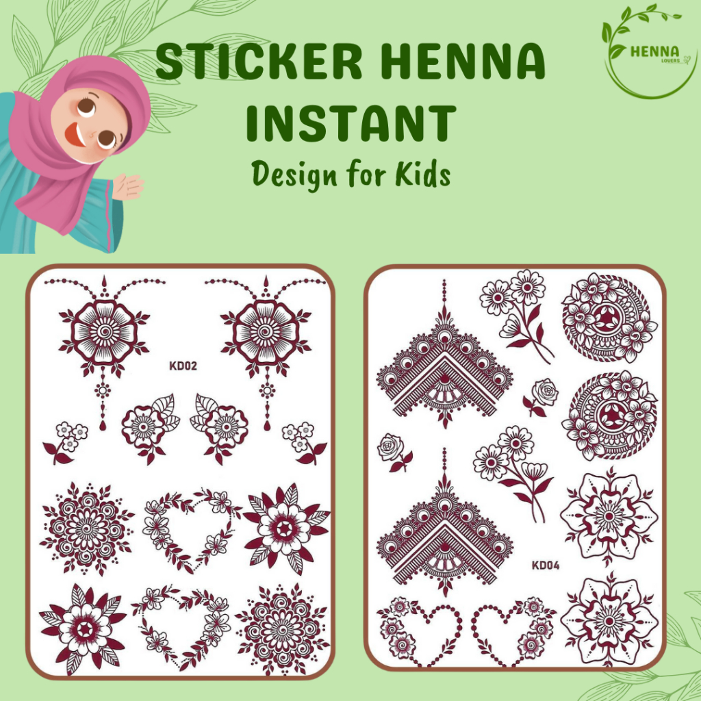 Sticker Henna Instant Maroon Colour Adorable Design For Kids Stiker ...