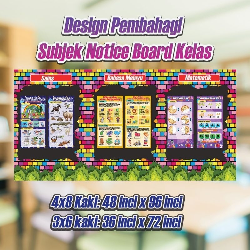 Sudut Mata Pelajaran Board Dalam kelas CUSTOM | Shopee Malaysia