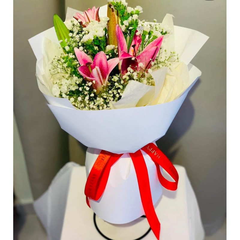 Convo Flower Bouquet with Pink Tulip Flower | Shopee Malaysia