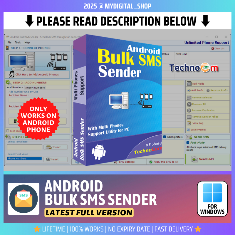 Android Bulk SMS Sender 2025 | For Windows Only | Full Version | Lifetime 100% Works | Shopee ...