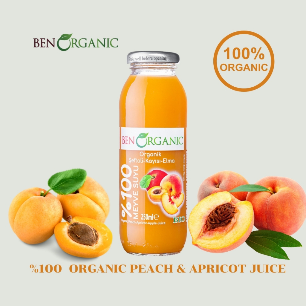 BEN ORGANIC PEACH & APRICOT %100 ORGANIC JUICE 250ML | Shopee Malaysia