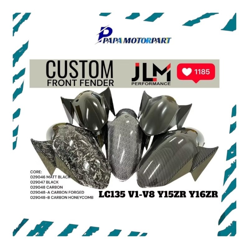 CUSTOM Y15 Y16 LC135 LCV8 FRONT FENDER ABS MADGUARD DEPAN BLACK CARBON ...