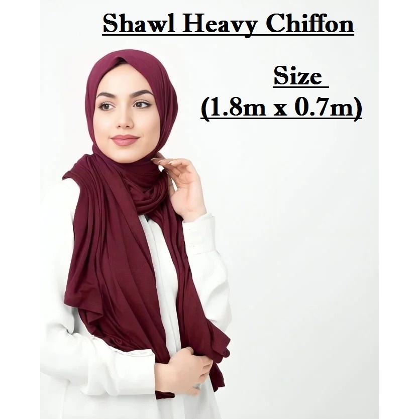 Shawl Chiffon Keknis Plain | Shawl Heavy Chiffon 1.8m | Shawl keknis ...