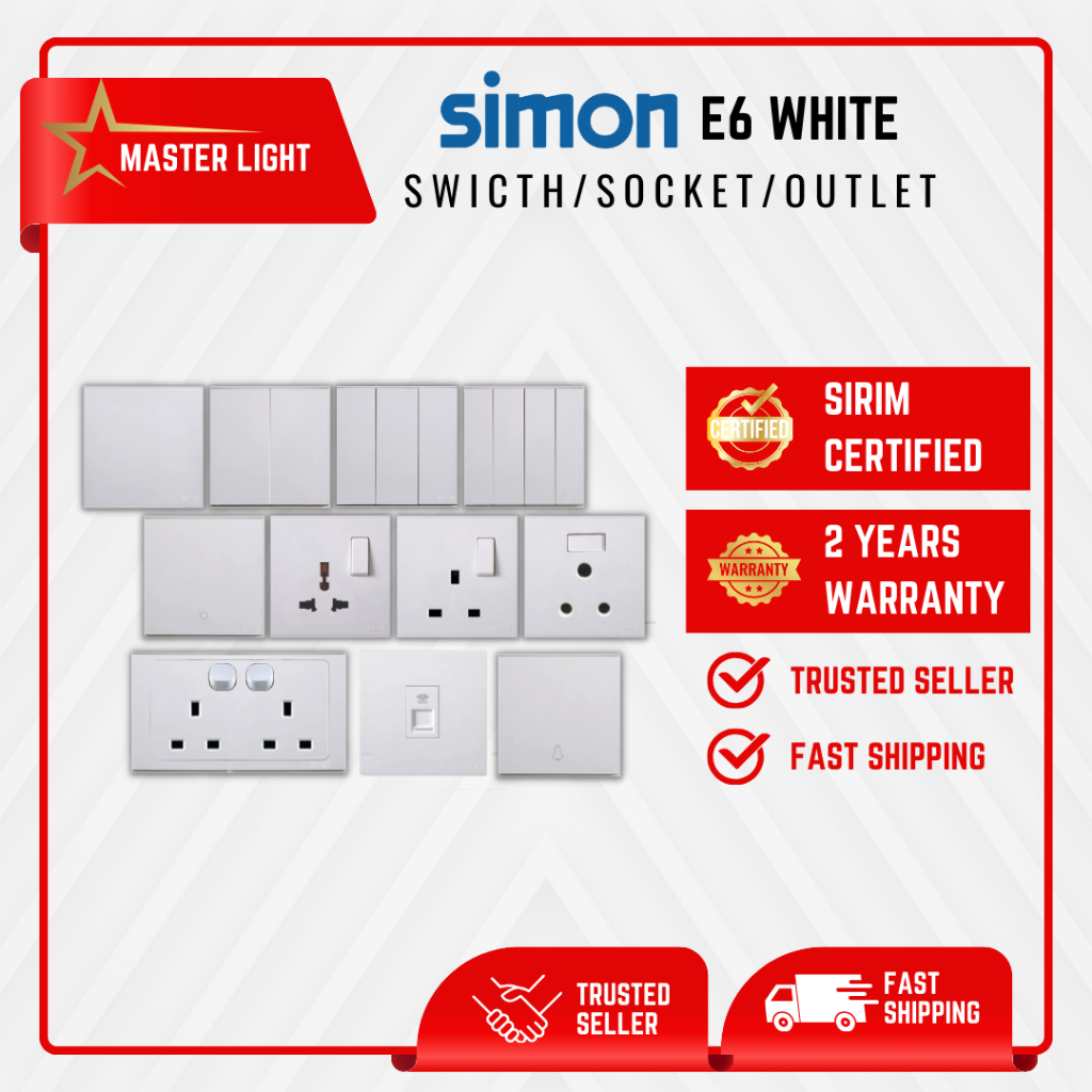[Sirim] SIMON E6 White Switch / Switches Socket Outlet Frameless Design ...