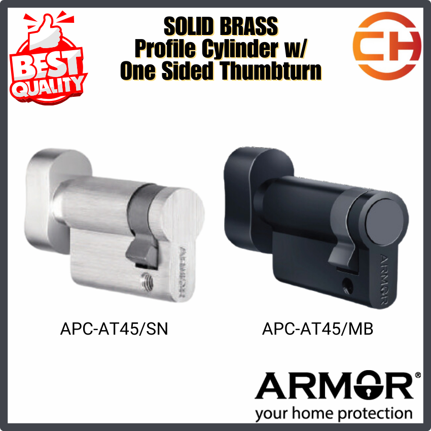 ARMOR Solid Brass Profile Cylinder One Sided Thumbturn Lock (APC-AT45 ...