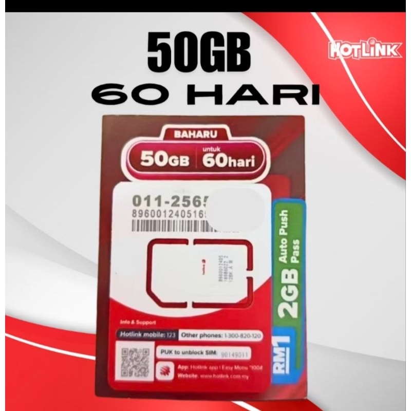 Hotlink Maxis internet Sim card 50GB For 2 month internet, inside ...