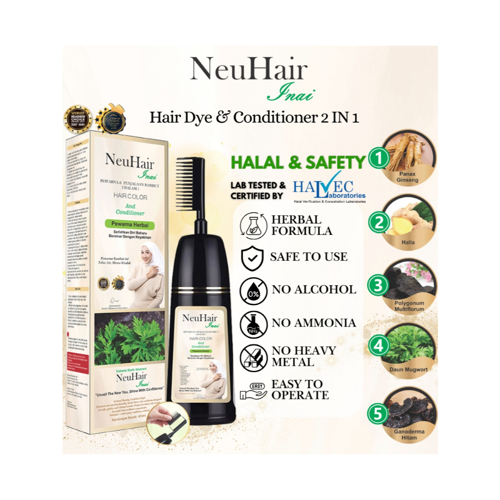 [LIVE] NeuHair Inai Pewarna Rambut Hair Dye Color Premium Herbal ...