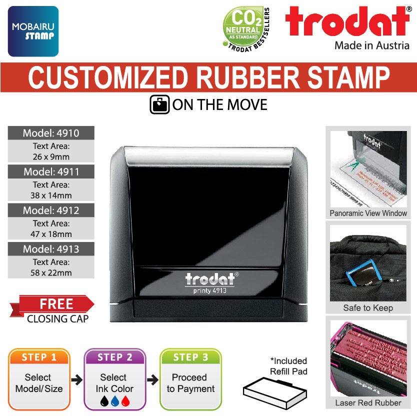 TRODAT Customized Rubber Stamps - Printy T4910 to T4913 [Office, School ...