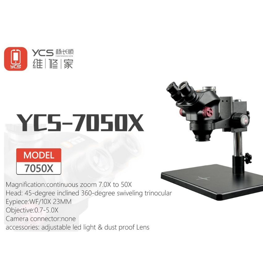 YCS-7050X 7.0X-50X Rotation Trinocular Stereo Zoom Microscope | Shopee ...