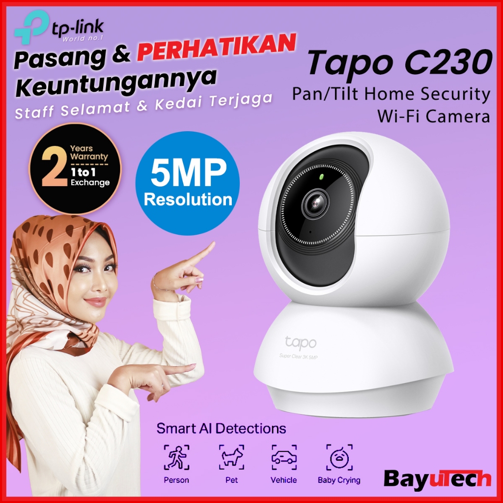 TP-Link Tapo C230 3K 5MP Quad HD Pan / Tilt Wireless WiFi CCTV Home ...