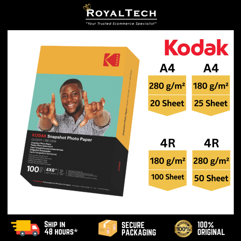 [ORIGINAL] KODAK Premium Photo Snapshot Photo Paper Gloss Paper 4R & A4 ...