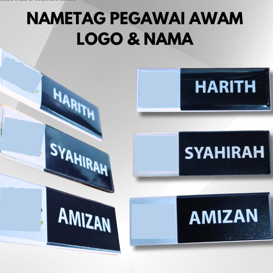 Nametag pekerja Kakitangan awam Logo & Nama | Shopee Malaysia