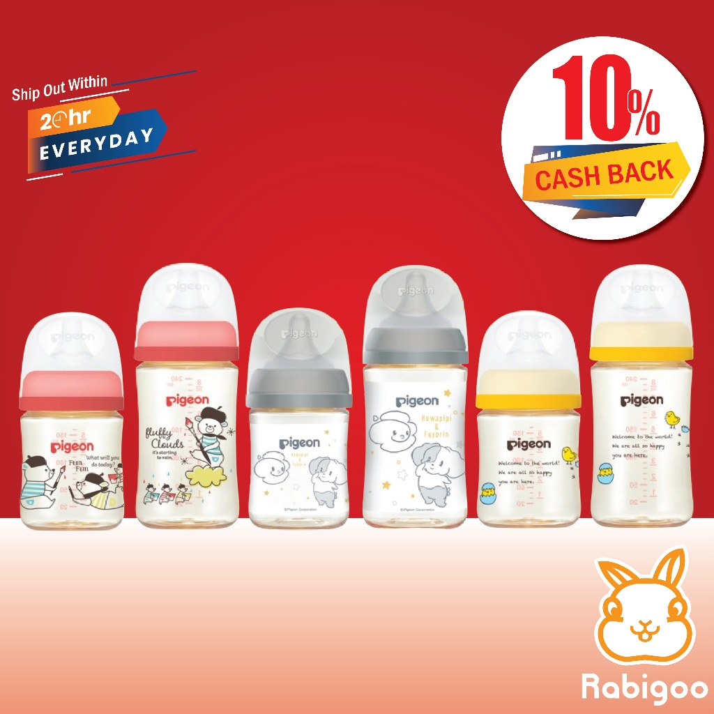 [CASHBACK 10%] Pigeon SoftTouch PPSU Bottle (160ML/240ML) (1PC) (feeding bottle/botol susu ...