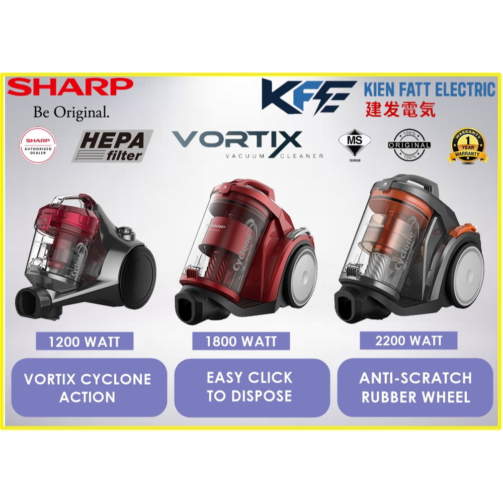 Sharp Bagless Vacuum Cleaner 1200 Watt ECC1219S/ 1800 Watt ECC1819R ...