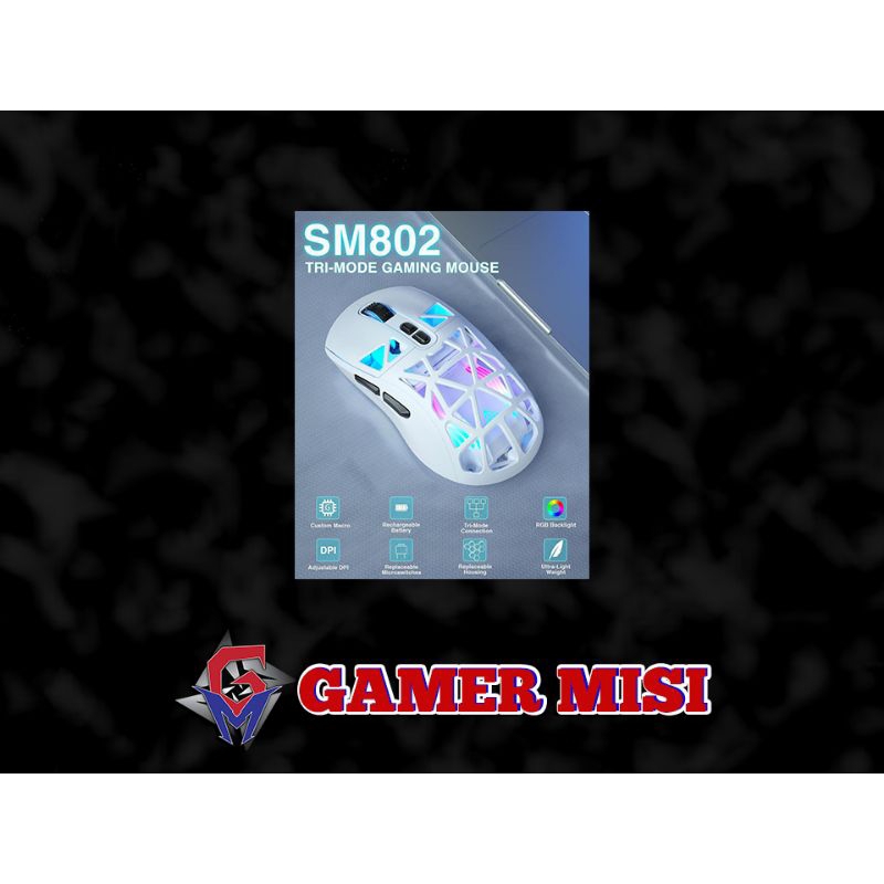 SOLAKAKA SM802 CUSTOMIZED GAMING MOUSE REPLACEABLE SHELL TRI-MODE ...