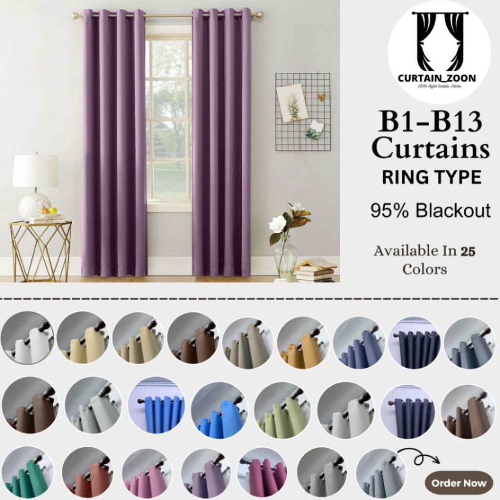 READY STOCK (#1 RING TYPE) - 95% BLACKOUT CURTAIN LANGSIR TINGKAP MURAH ...