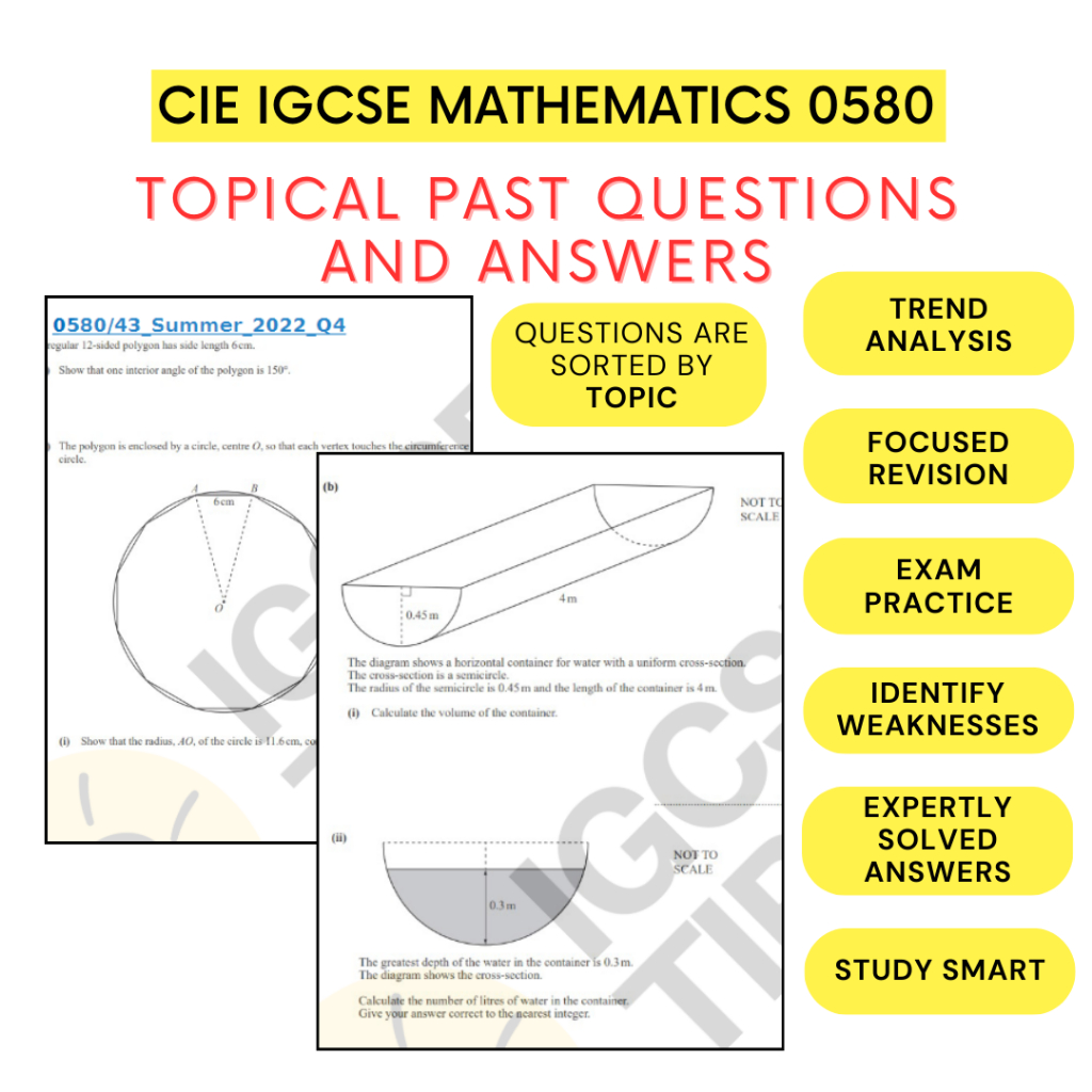 Cambridge IGCSE Mathematics 0580 Topical Past Questions & Answers ...