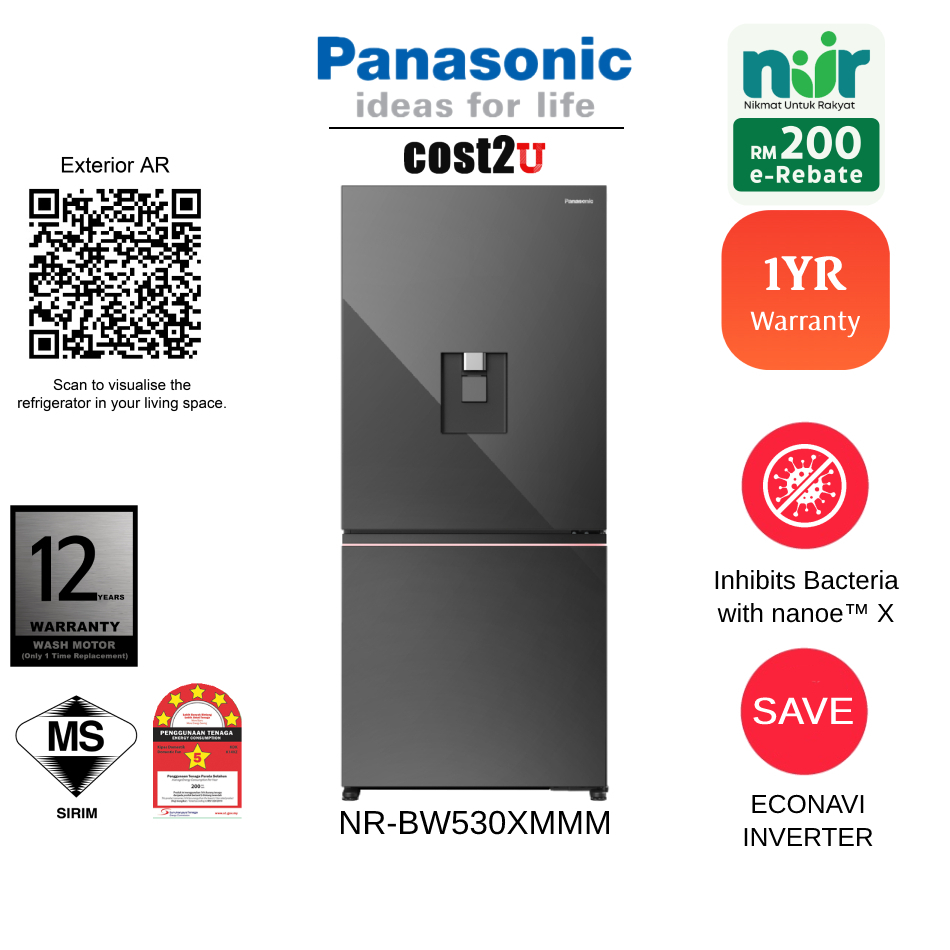 [NUR] Panasonic 500L PRIME+ Edition Premium 2-Door Refrigerator NR ...