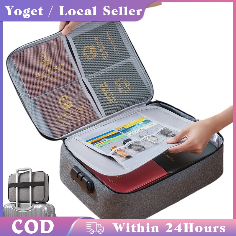 3-Layer Document Storage Bag With Password Lock / Large Capacity ...