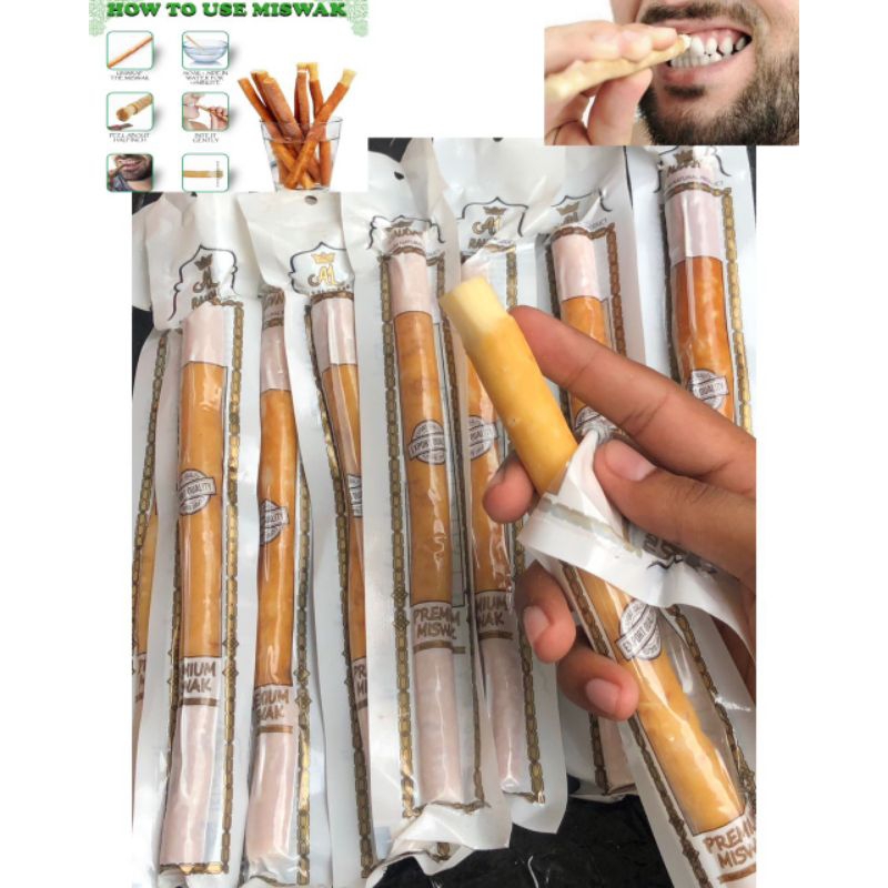 Miswak 8 Inches Al.khair/Al Hiba/Al Raudah siwak Natural Tooth Beush ...