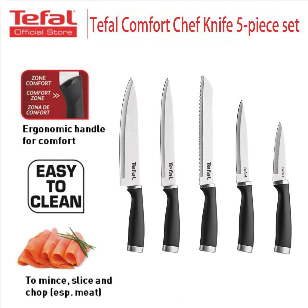 Tefal Professional Stainless Steel 5-Piece Set Carving Knife Bread ...