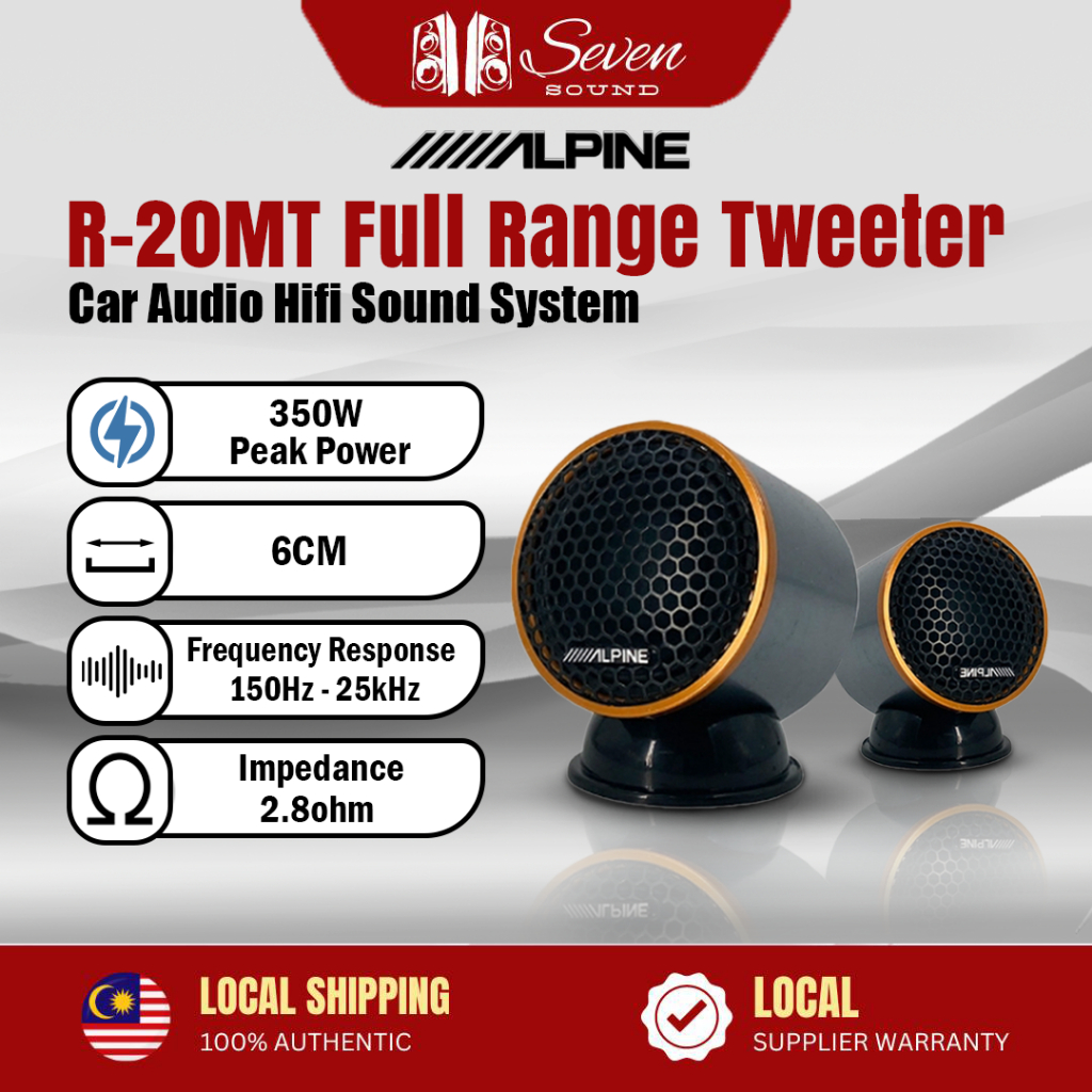 ALPINE 2" Full Range Speaker Mid-Tweeter With Bass 350Watts R-20MT ...