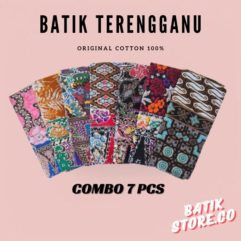 COMBO 7 HELAI KAIN BATIK SARUNG TERENGGANU ASLI ORIGINAL COTTON SERAP ...