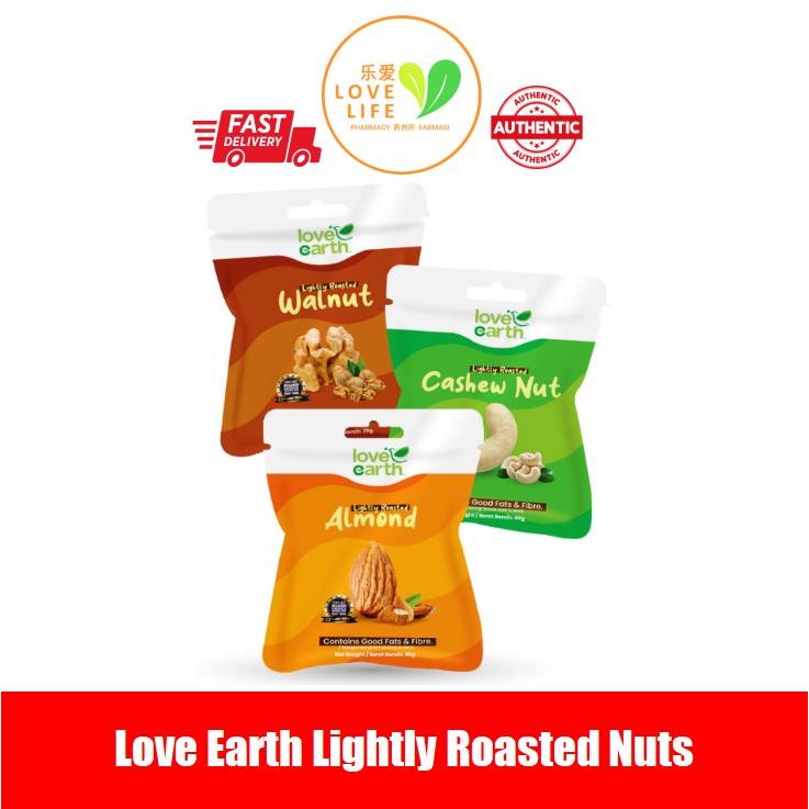 EXP2026 Love Earth Lightly Roasted Walnut 35g / Almond 40g / Cashew Nut ...