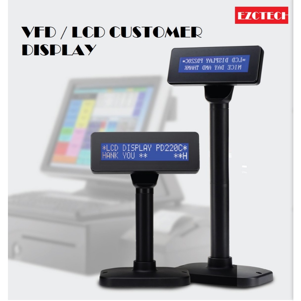 EZCTECH VFD / LCD 2 line pos customer display /pole display | Shopee ...