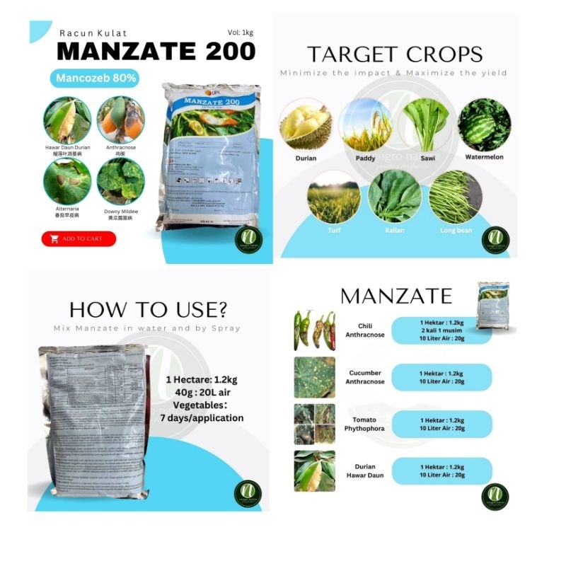【1KG】 Manzate 200 UPL Mancozeb 80% Top Grade Premium Racun Kulat ...