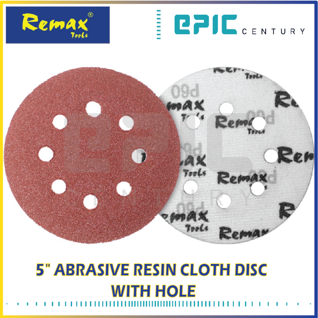 Remax 5" Abrasive Resin Cloth Disc With Holes Grit #60-240 (10Pcs/Set ...