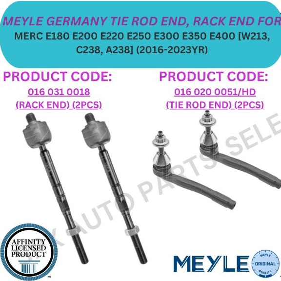 MEYLE GENUINE RACK END, TIE ROD END FOR MERC E180 E200 E220 E250 E300 E350 E400 [W213, C238 ...