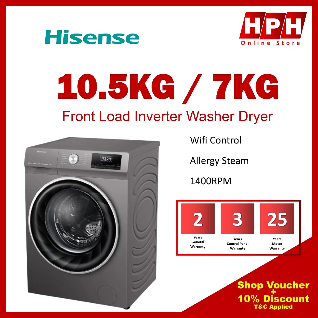[Free Shipping] Hisense Dual Inverter Front Load 2-In-1 Washer Dryer ...