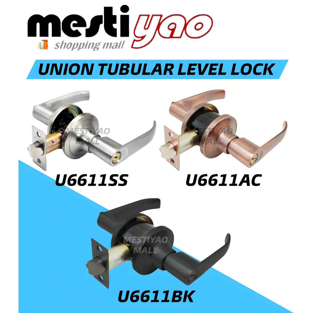 UNION TUBULAR LEVEL LOCK/TOMBOL PINTU RUMAH/CYLINDRICAL LOCK/U6611SS ...