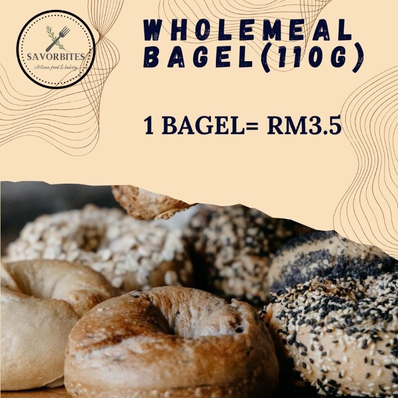 WHOLEMEAL BAGELS | HALAL FRESHLY BAKED 110 GRAMS BAGELS BY SAVOR BITES ...
