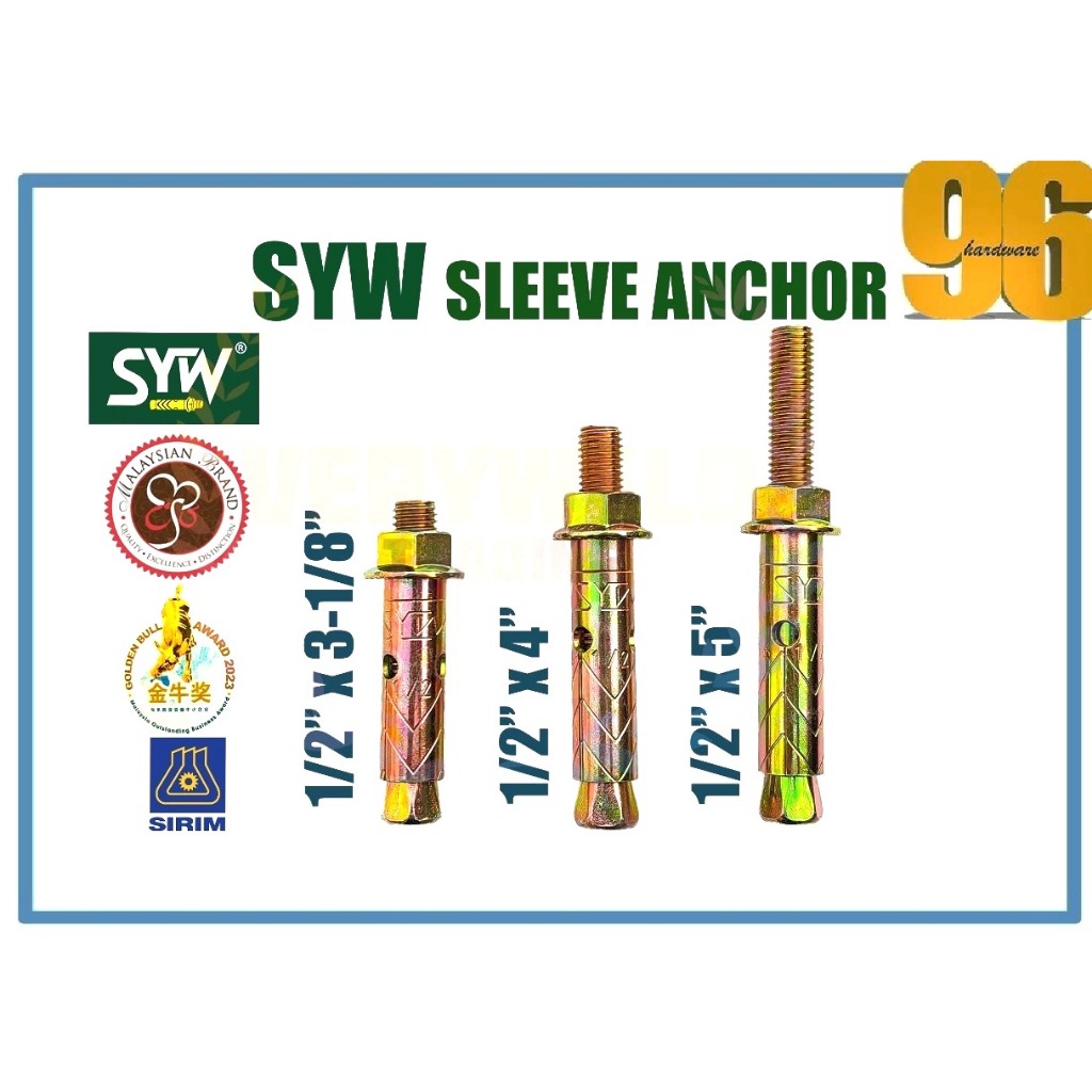 SYW Sleeve Anchor Wall Plug Besi 1/2" (12mm) | Shopee Malaysia