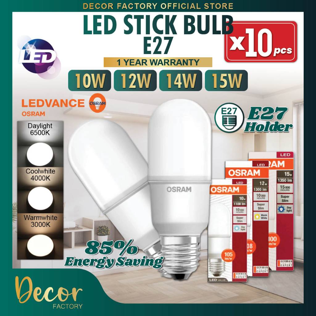 OSRAM [SET 10pcs] OSRAM LED Stick Bulb E27 10W / 12W / 14W / 15W ...