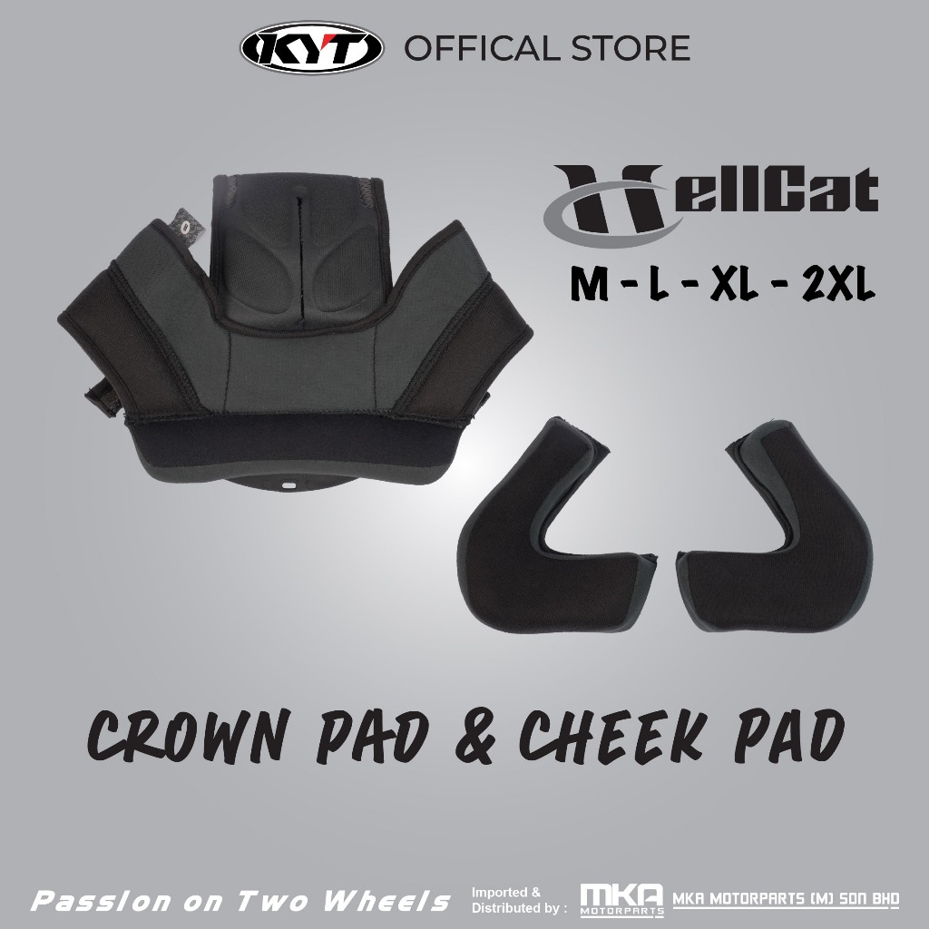 KYT HELMET HELLCAT CHEEK PAD & CROWN PAD (HELLCAT & VENOM SHARE CHEEK ...
