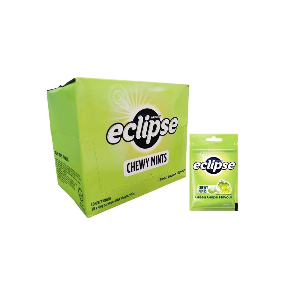 20 Packs Eclipse Chewy Mints Green Grape Flavour Flavour 45g Each HALAL ...