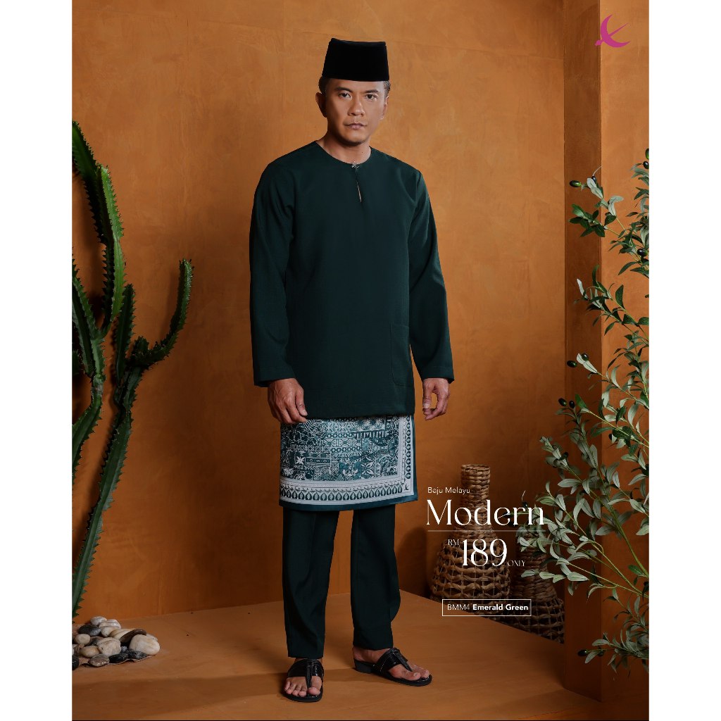 Baju Melayu Modern Elrah Exclusive Baju Raya Emerald Green Moss Green ...