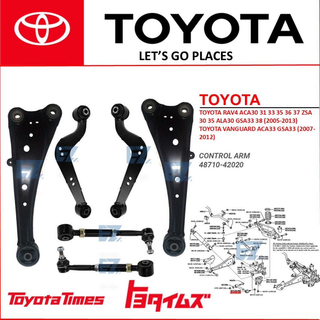 [6 IN 1] - REAR LOWER ARM UPPER ARM HARRIER ZSU60 ZSU65 RAV4 ACA30 ...