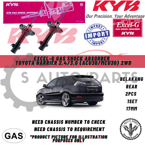 TOYOTA HARRIER ACU30 2WD (belakang REAR) 100% KAYABA (KYB) EXCEL-G GAS ...