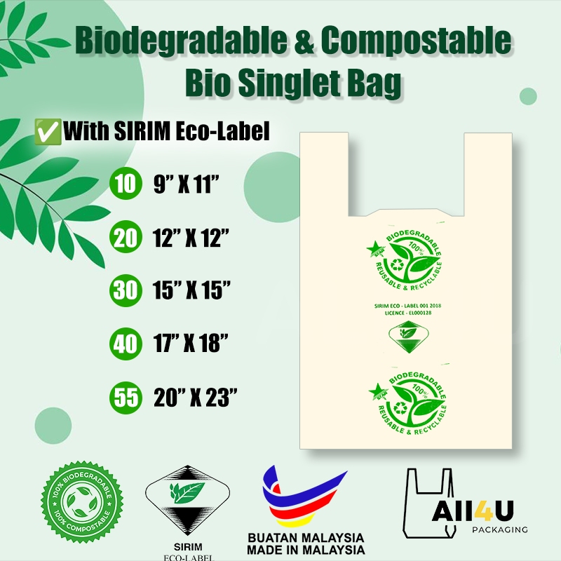 Bio Compostable Bag Biodegradable and Compostable Singlet Bag Eco ...